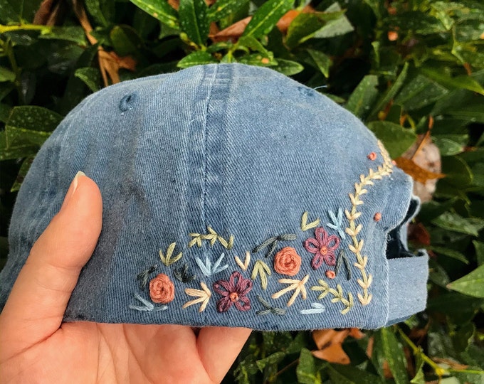 Hand Embroidered Floral Hat Floral Embroidery Flower Hat - Etsy