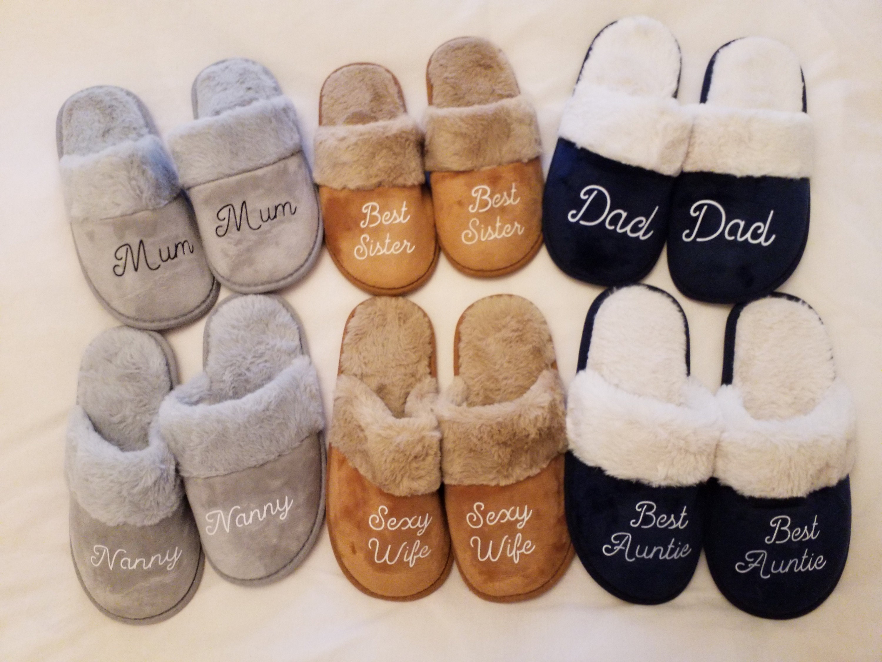 Personalised slippers ideal gift for Birthdays Any wording Mum | Etsy
