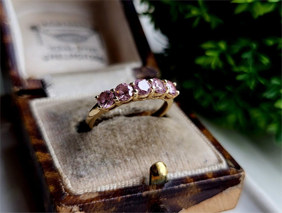 UNUSUAL Vintage 14k Gold Pink Topaz Ring, FREE RESIZING! Gold Pink ...