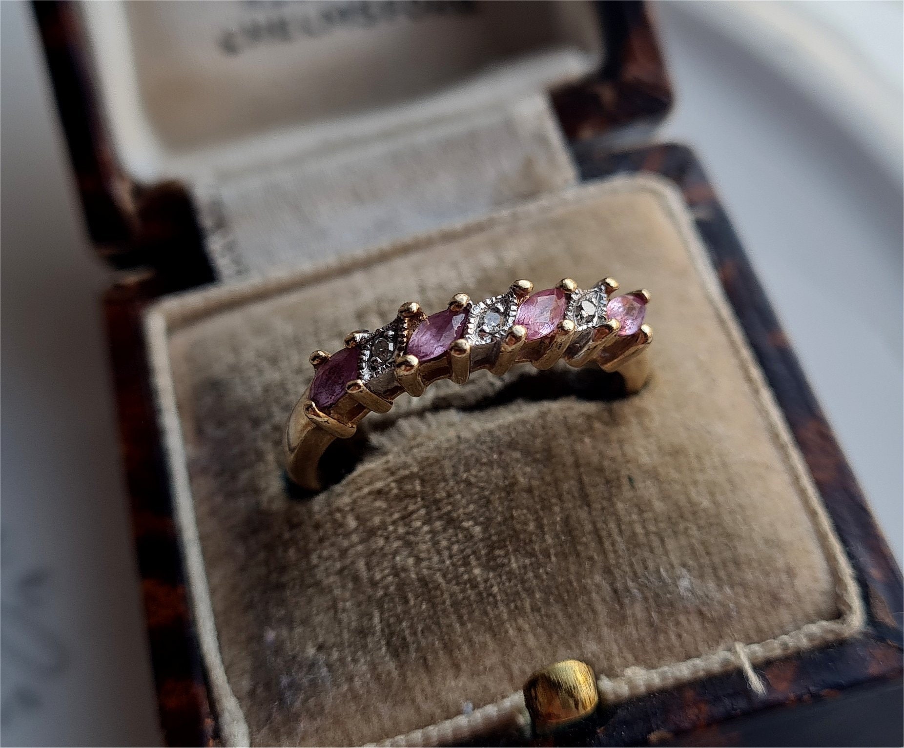 STUNNING RARE Vintage 9ct Gold Diamond Ruby Eternity Ring 3 - Etsy