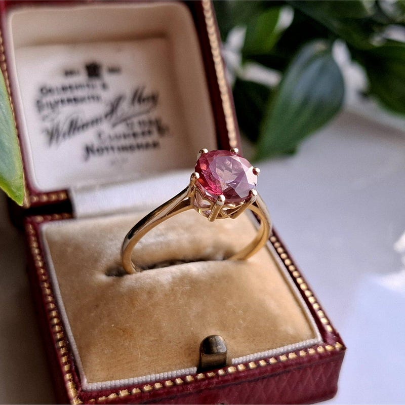 Pink Topaz and Ruby Ring - Etsy UK