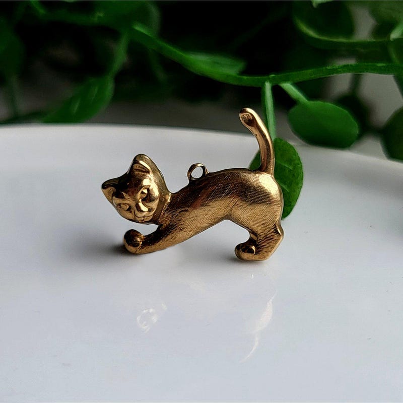 9ct Gold Kitten Cat Charm - Etsy