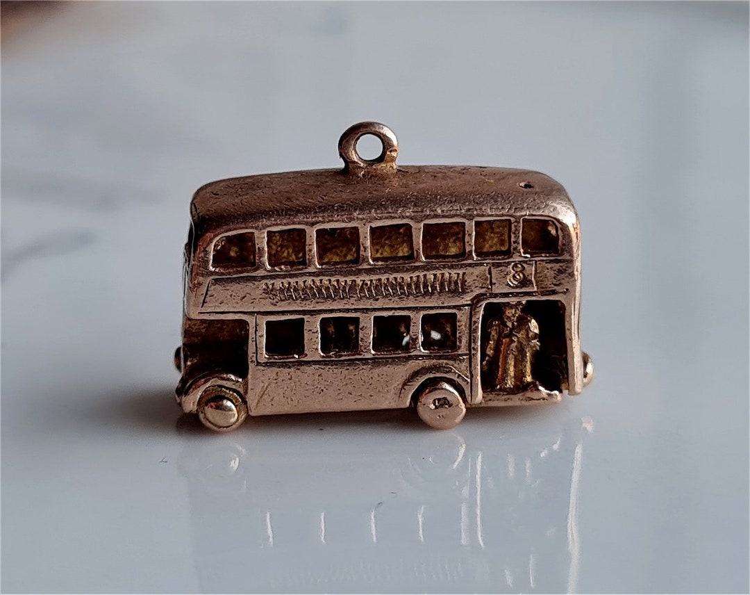 RARE OPENING 9ct Gold Bus Charm. 9ct Gold Bus Pendant - Etsy