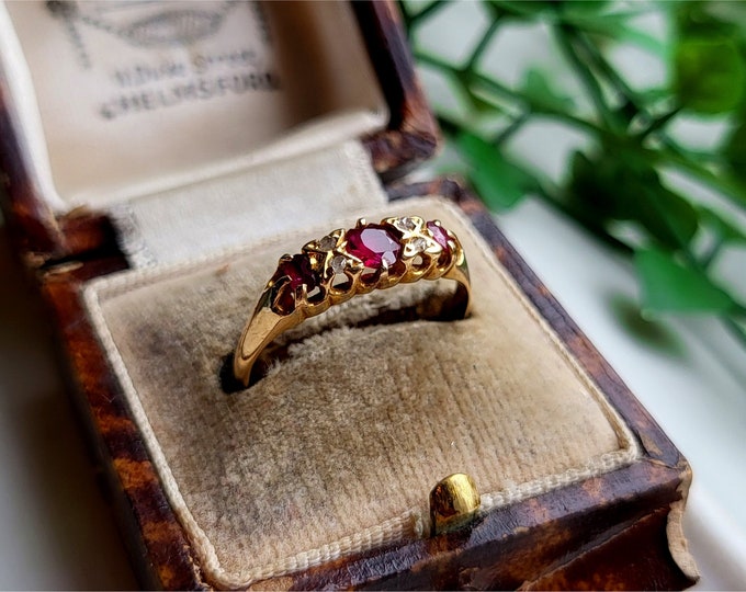 VERY RARE 1960s Vintage 18ct Gold Ruby Diamond Ring, Over 50 Years Old STATEMENT Ring.. ref00j ...