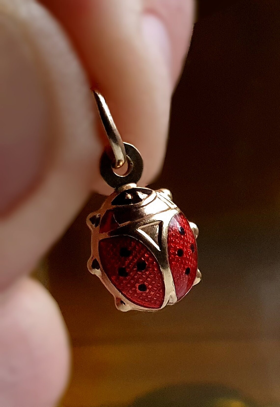 Vintage 9ct Gold Enameled Ladybird / Lady Bug Charm / Pendant (ref00f ...