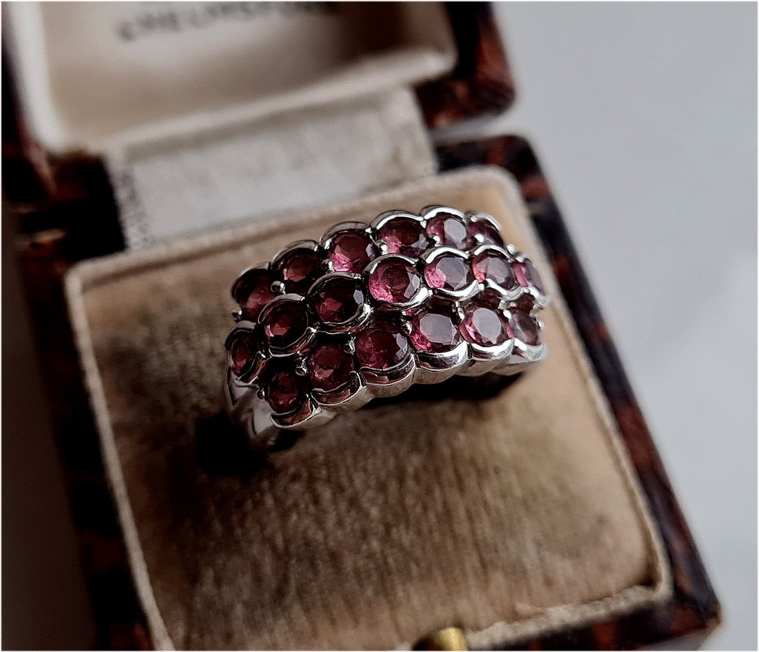 IMPRESSIVE 9ct Gold Ruby Cluster Ring. This Ring is Stunning. WHITE GOLD! - Etsy