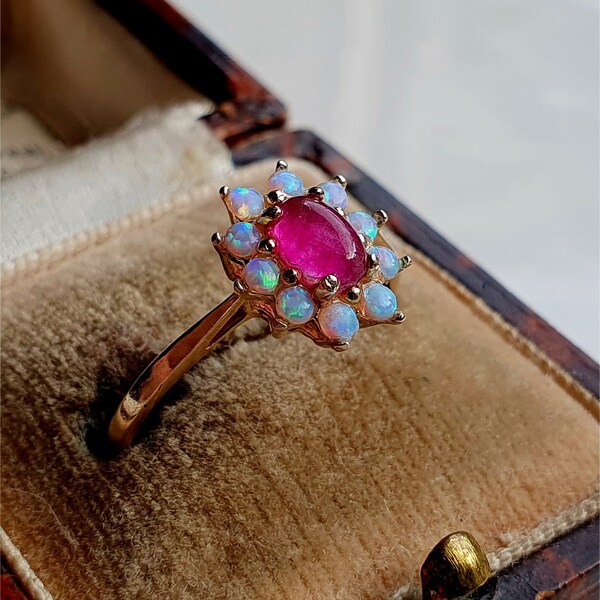Antique Ruby Opal Ring - Etsy