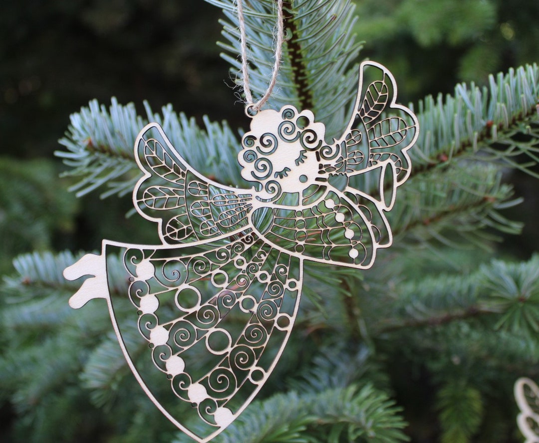 Wooden Angel, Tree Decoration, Christmas Pendant, Angel With Trumpet ...