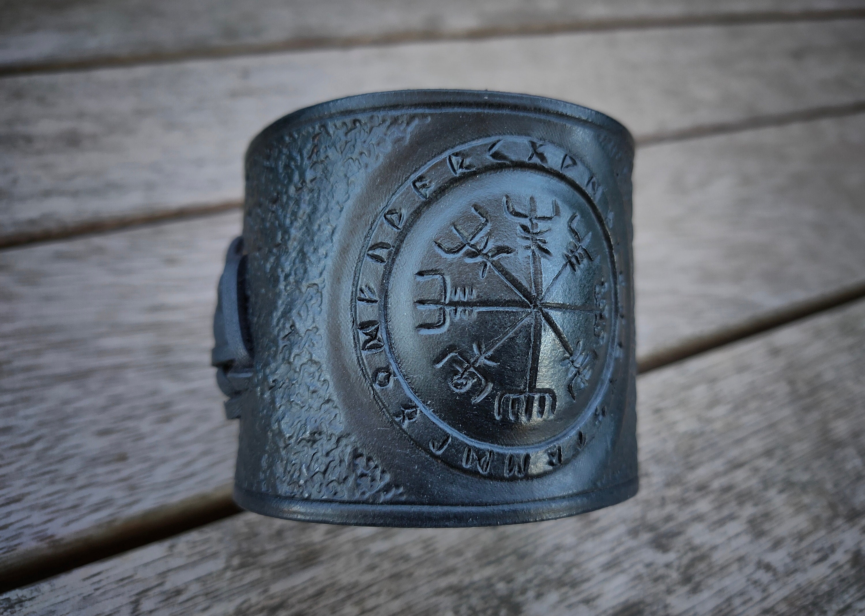Celtic Viking Compass Valknut Leather Cuff Hand Tooled - Etsy