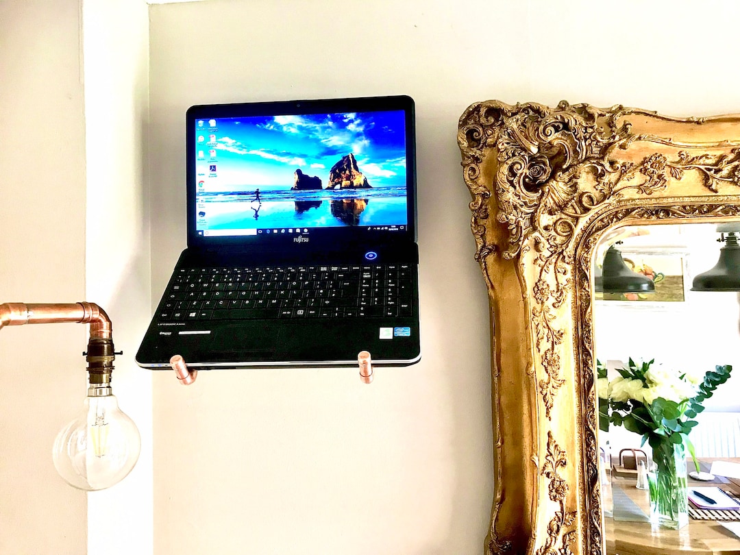 Laptop Stand, Wall-hung Laptop or Notebook Stand, Media Dock, Copper ...