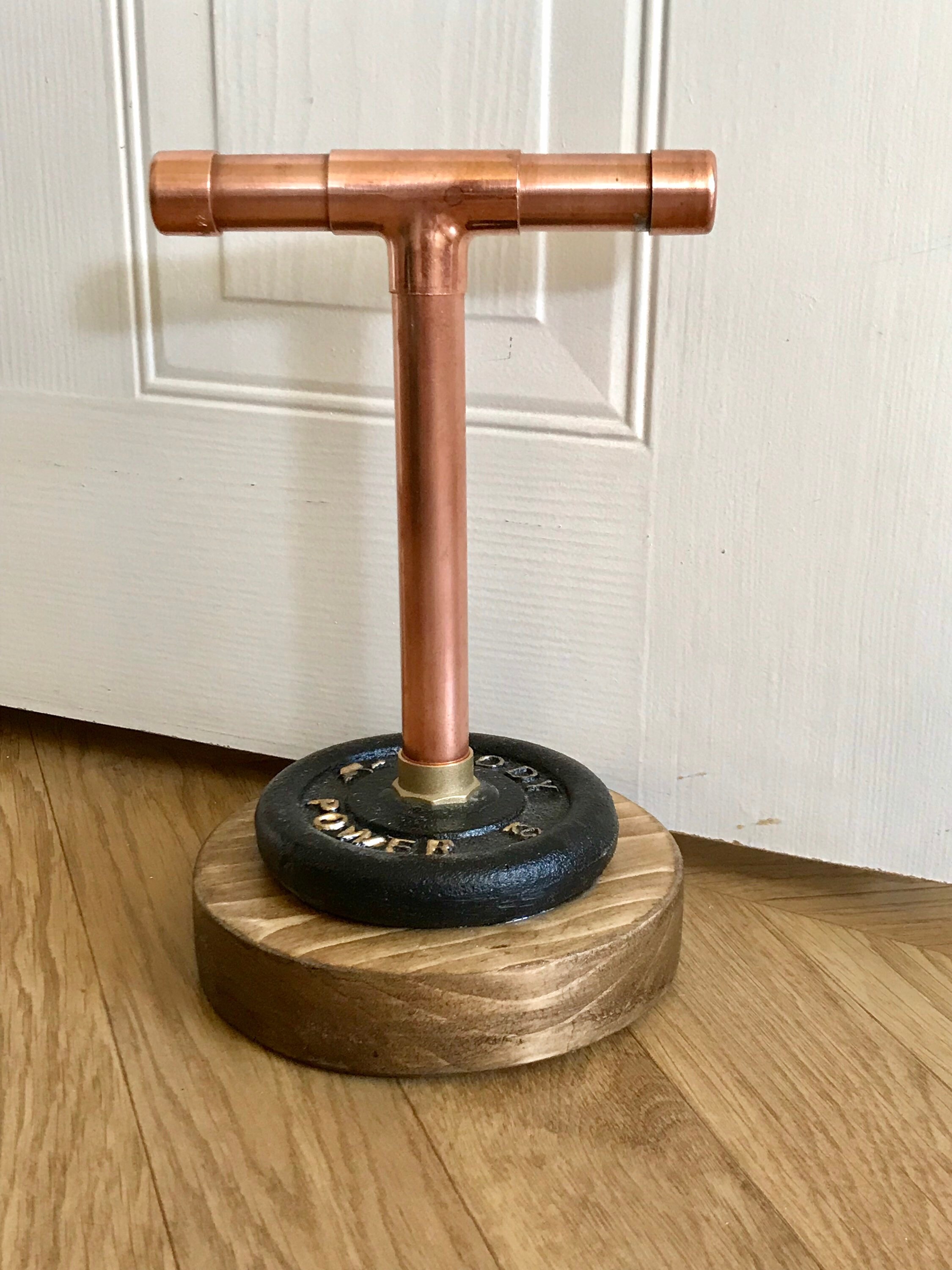 Door Stop Weight Copper and Iron Timber Based Door Stop - Etsy UK