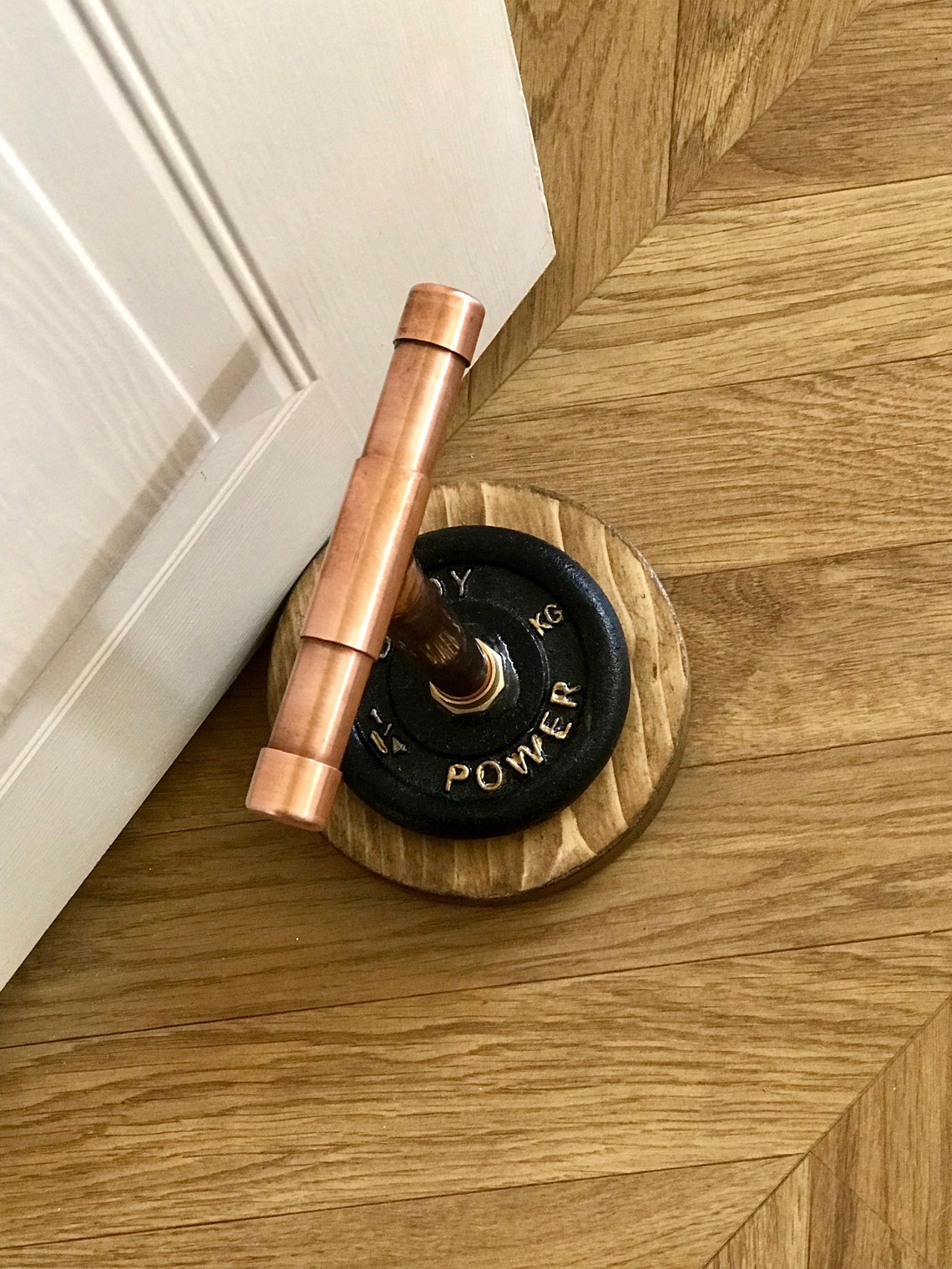 Door Stop Weight Copper and Iron Timber Based Door Stop - Etsy UK