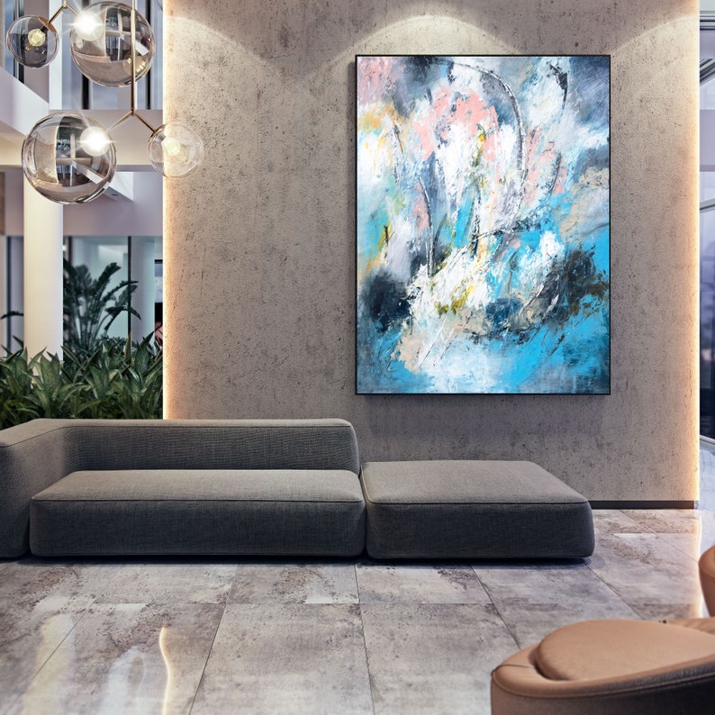 Oversized Abstract Painting Office Wall Art Farmhouse - Etsy