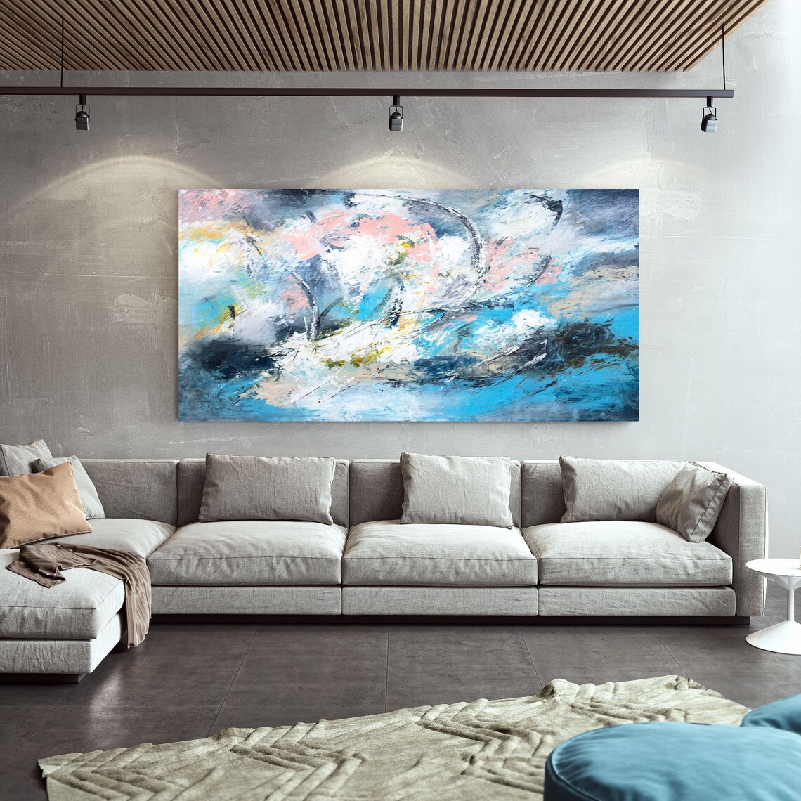 Oversized Abstract Painting Office Wall Art Farmhouse - Etsy