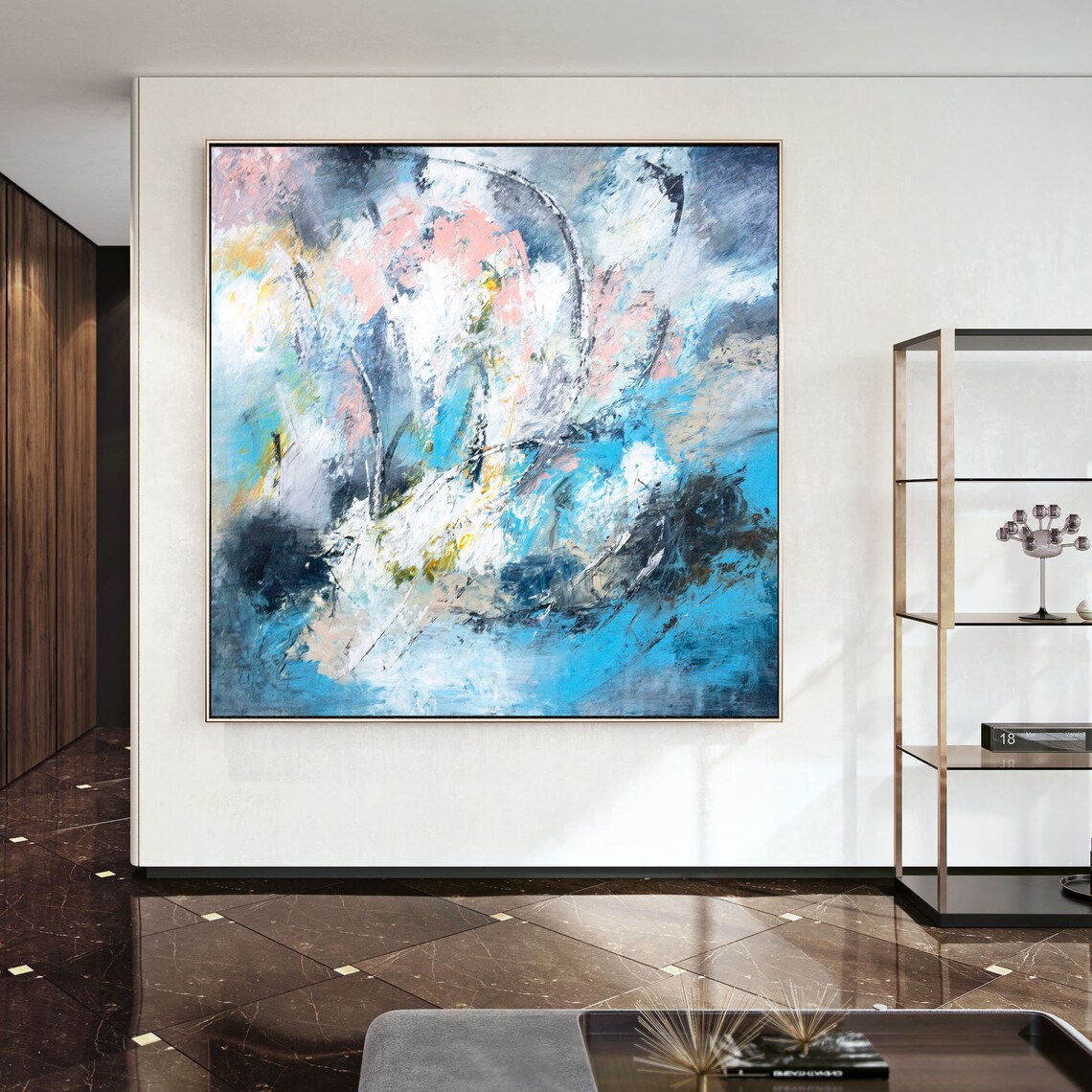 Oversized Abstract Painting Office Wall Art Farmhouse - Etsy