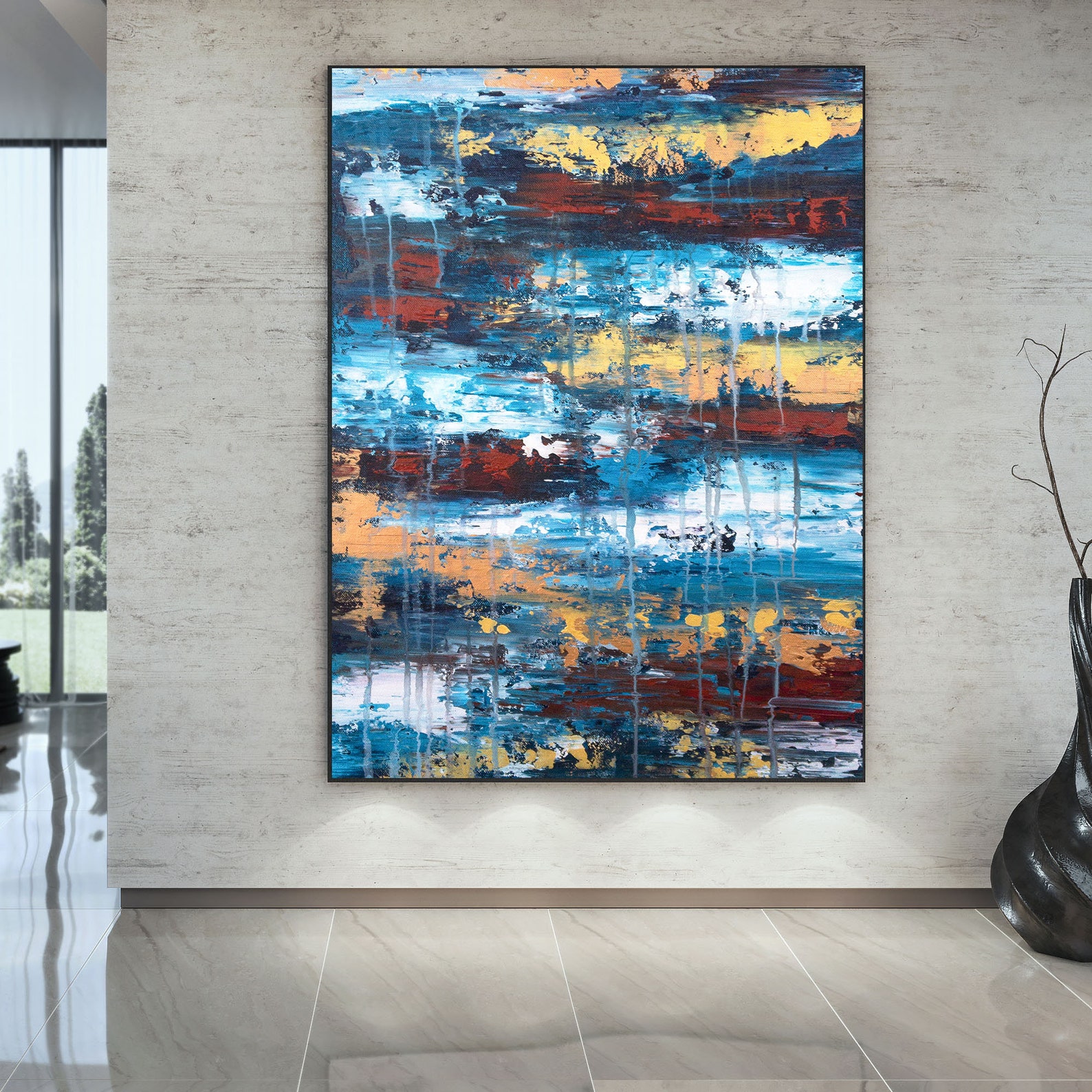 Textured Abstract Painting Bathroom Wall Decor Oil | Etsy