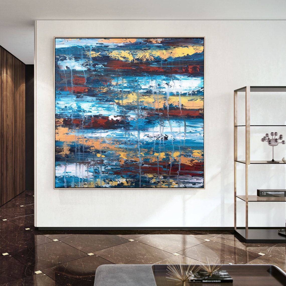 Textured Abstract Painting Bathroom Wall Decor Oil | Etsy