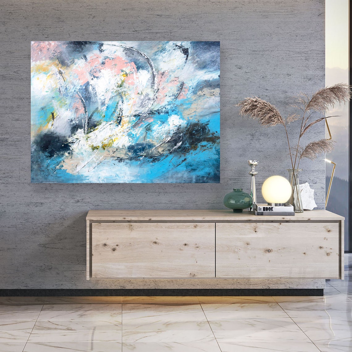 Oversized Abstract Painting Office Wall Art Farmhouse - Etsy