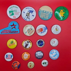 Vintage/retro Badges, 60's, 70's, 80's, 90's. Lord Nelson, Ice Cream ...