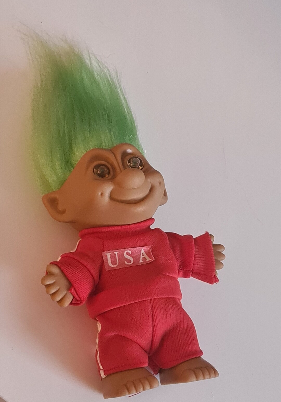Vintage USA Troll With Green Hair. Wearing USA Tracksuit. Retro Troll ...