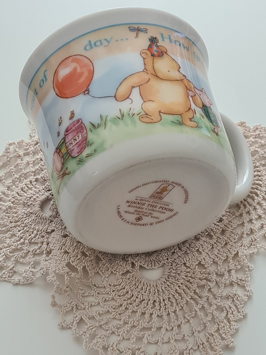 Lovely Vintage Winnie the Pooh Birthday Cup. Retro Pooh Happy Birthday ...