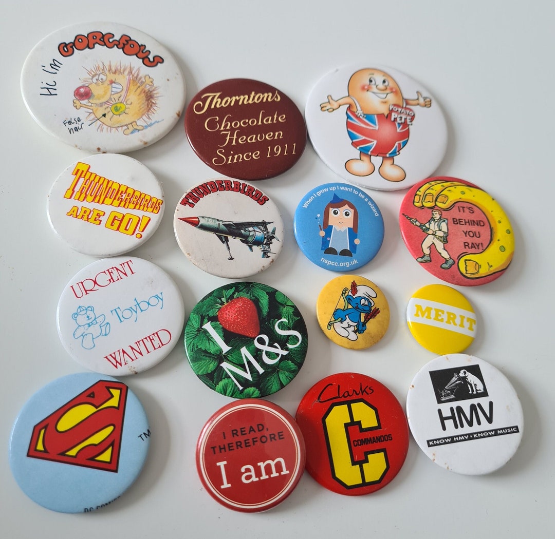 Vintage Badges, 80's, 90's. Retro Badges. Collectable. Superman ...