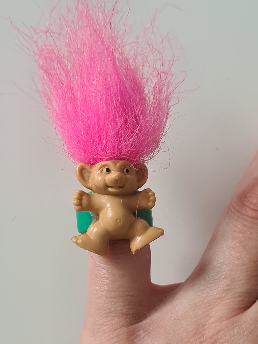Vintage Mini Troll Doll on Plastic Ring. Pink Hair. Retro Troll Doll ...
