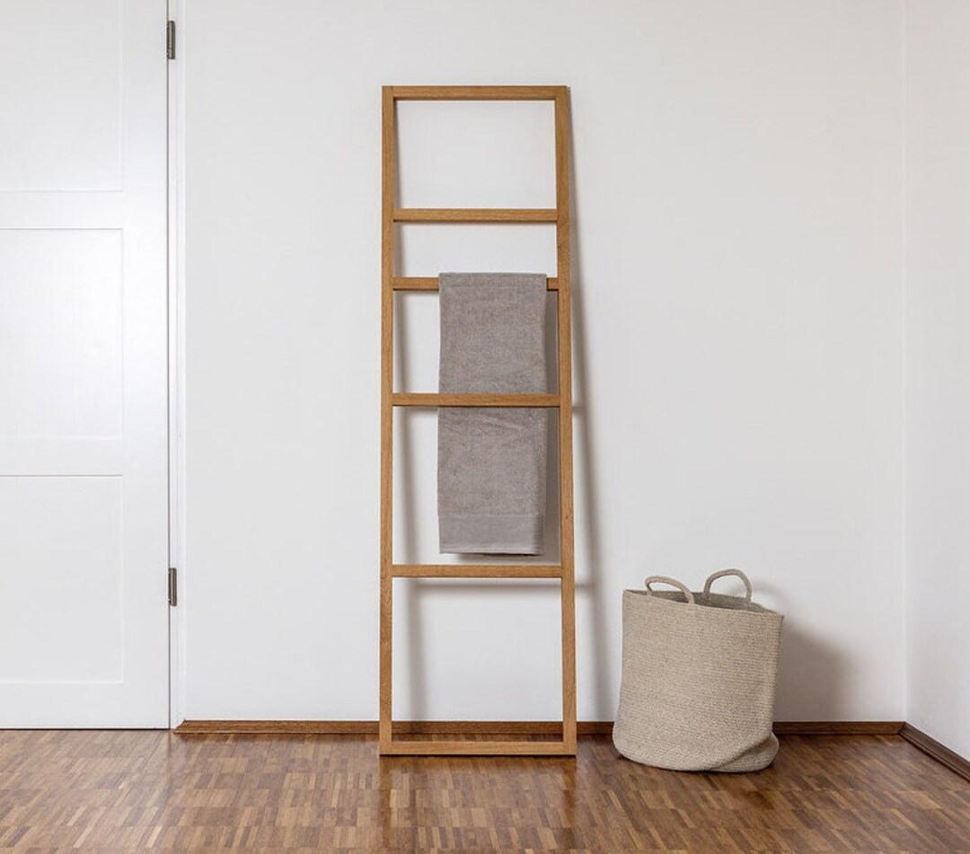 Towel Ladder/clothes Ladder BIRK Made of Solid Oak, Continuous Bars ...