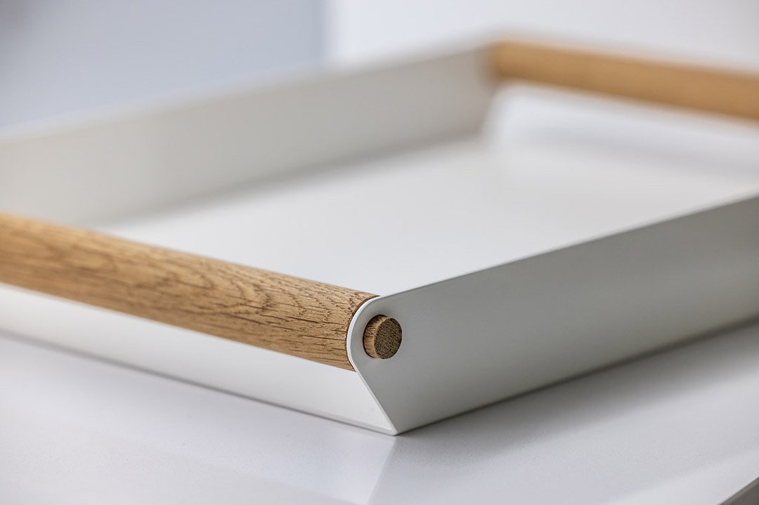 Retro-style Serving Tray – Aluminum With Oak Handles, Tray for Serving ...
