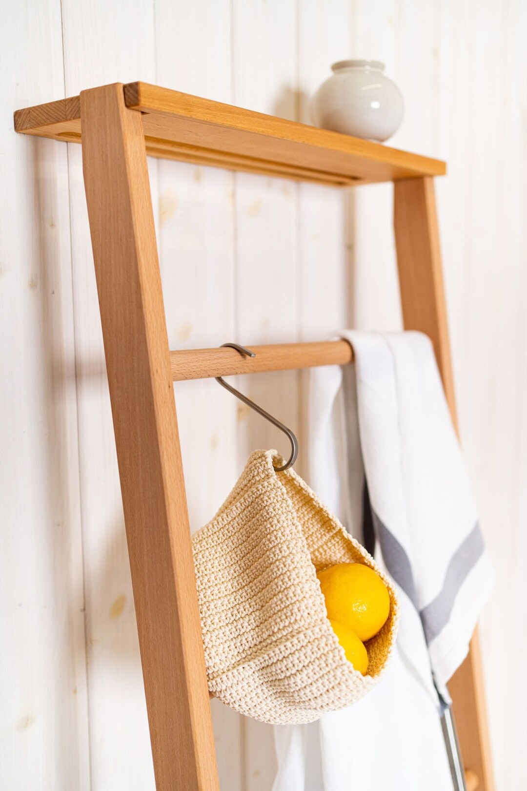 Clothes Ladder SET Made of Solid Beech Wood – Towel Ladder / Valet ...