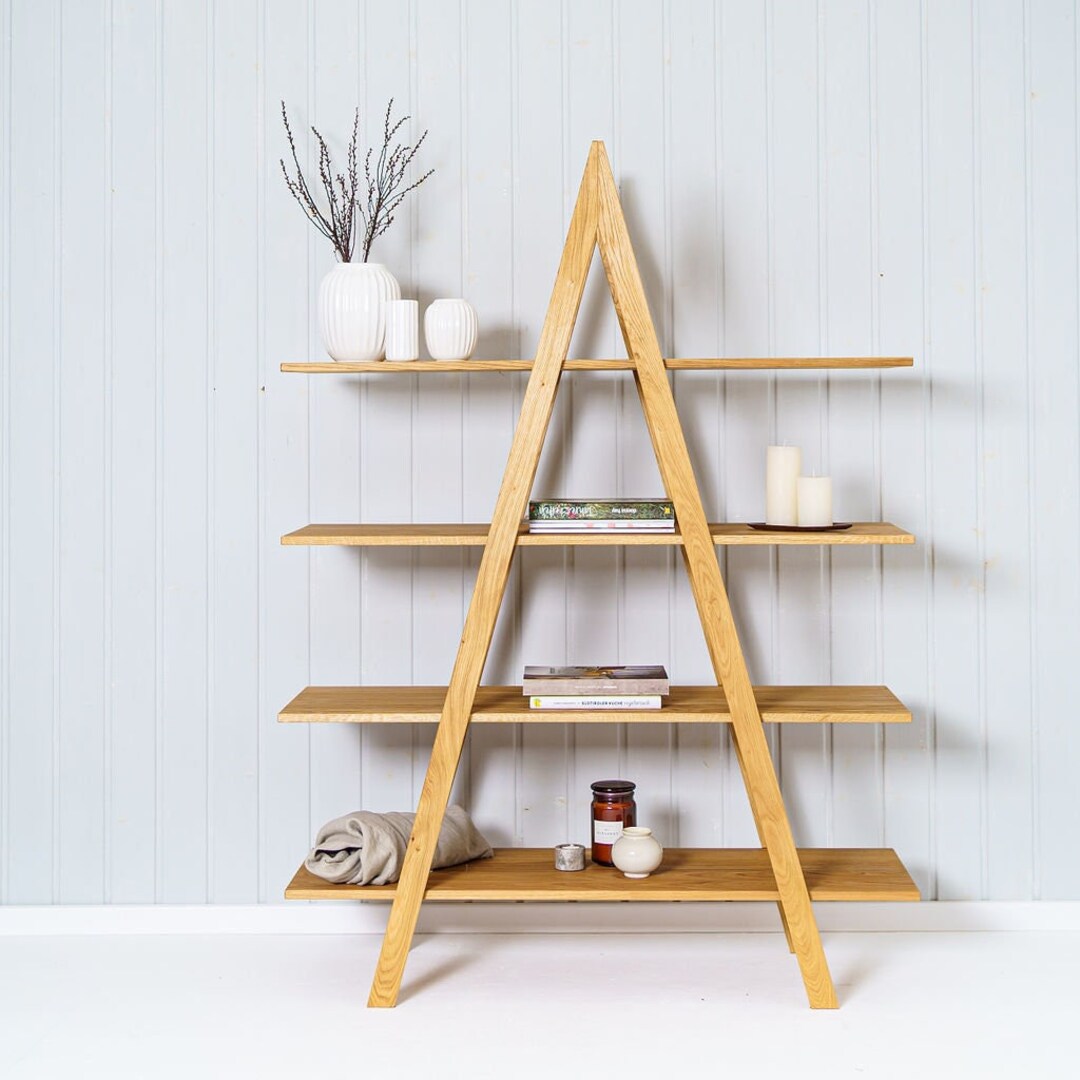 Ladder Shelf, Room Divider Shelf PAUL Made of Solid Oak - Etsy