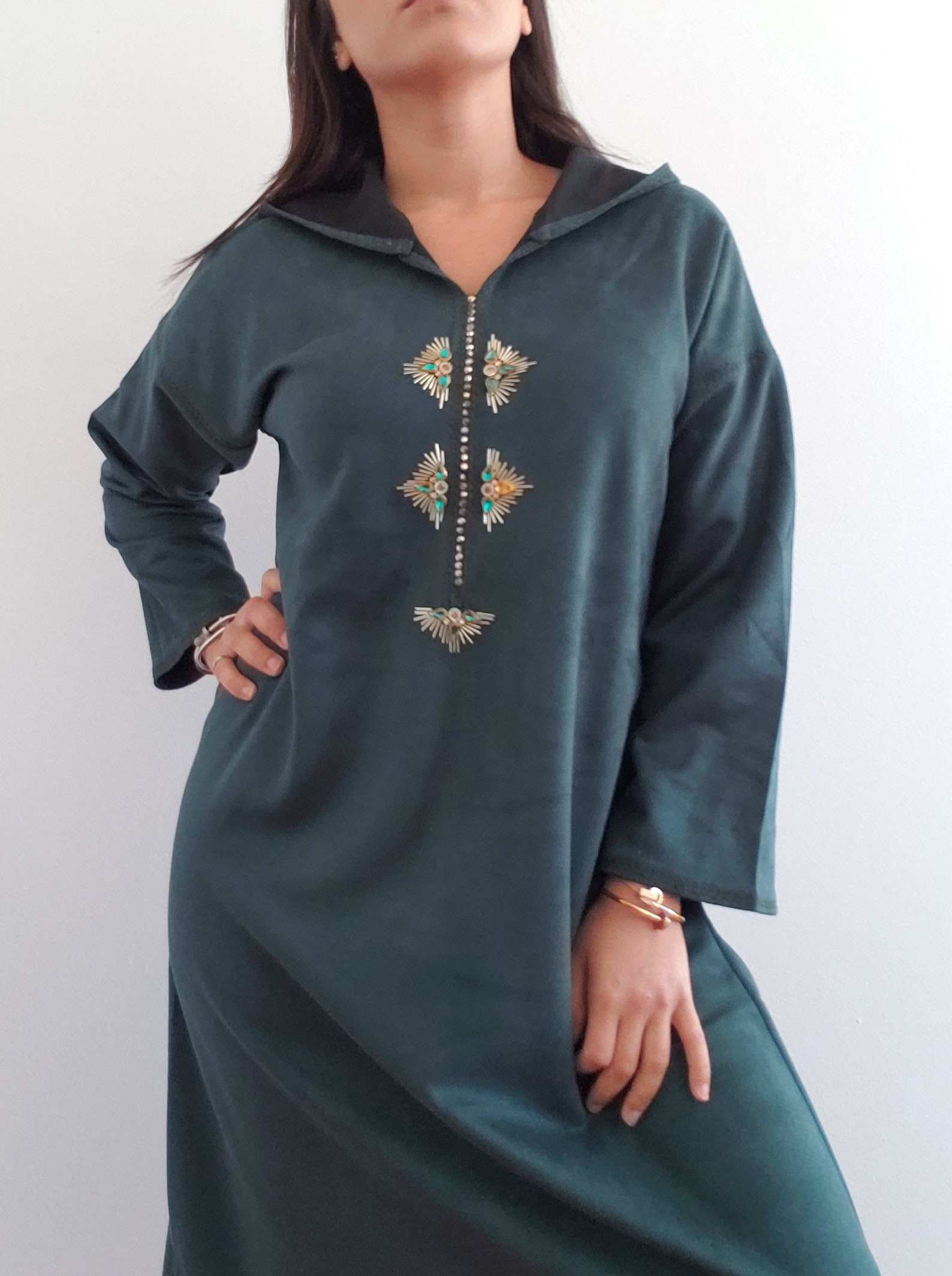 Moroccan Djellaba Moroccan Long Dress Handmade Hooded - Etsy