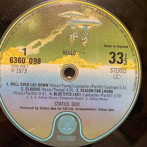 Status Quo Album Hello Genre Rock Vinyl LP 12 Record Vintage Music ...