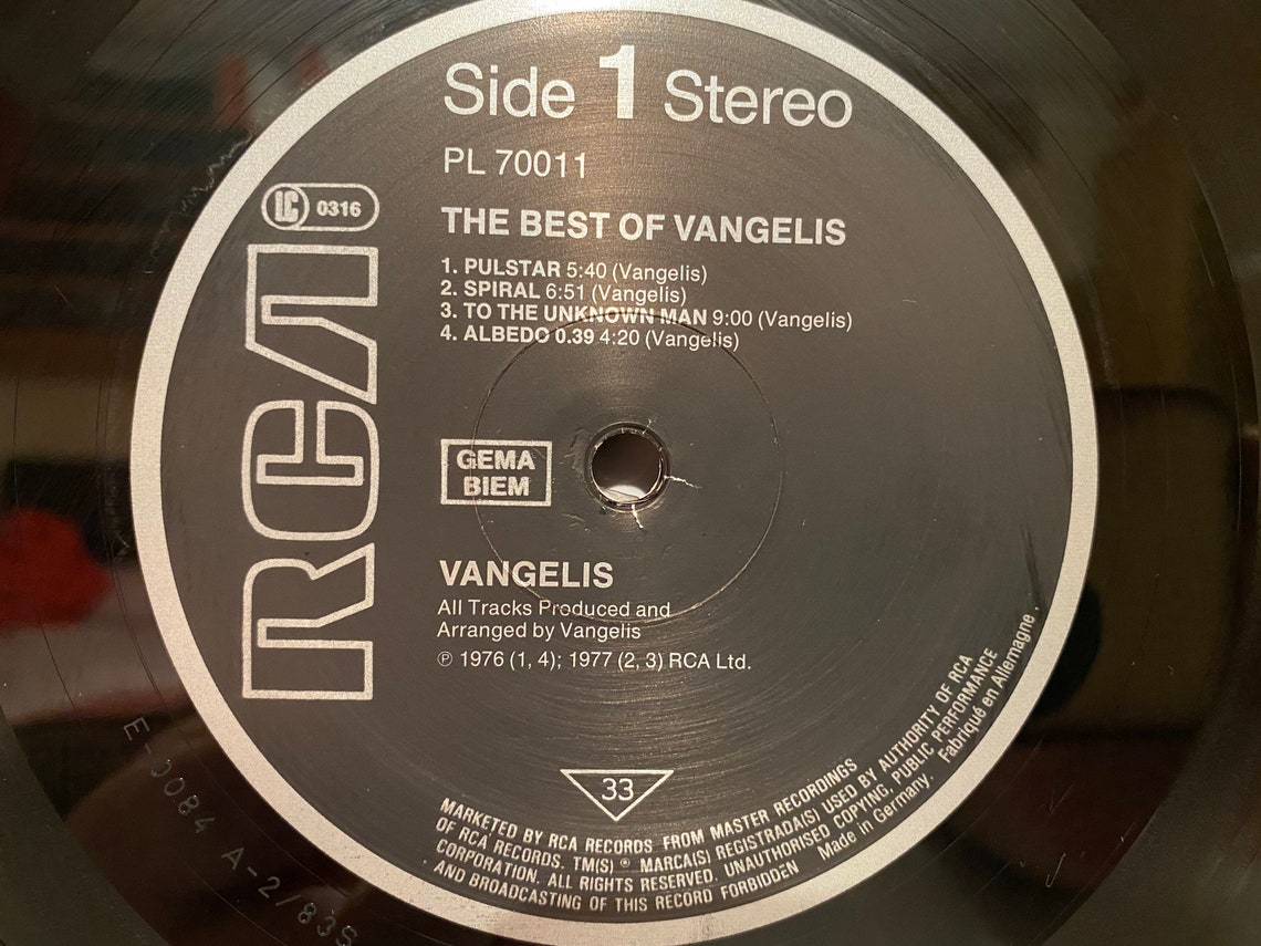 The Best Of Vangelis Album Genre Electronic Vinyl Lp 12 Etsy