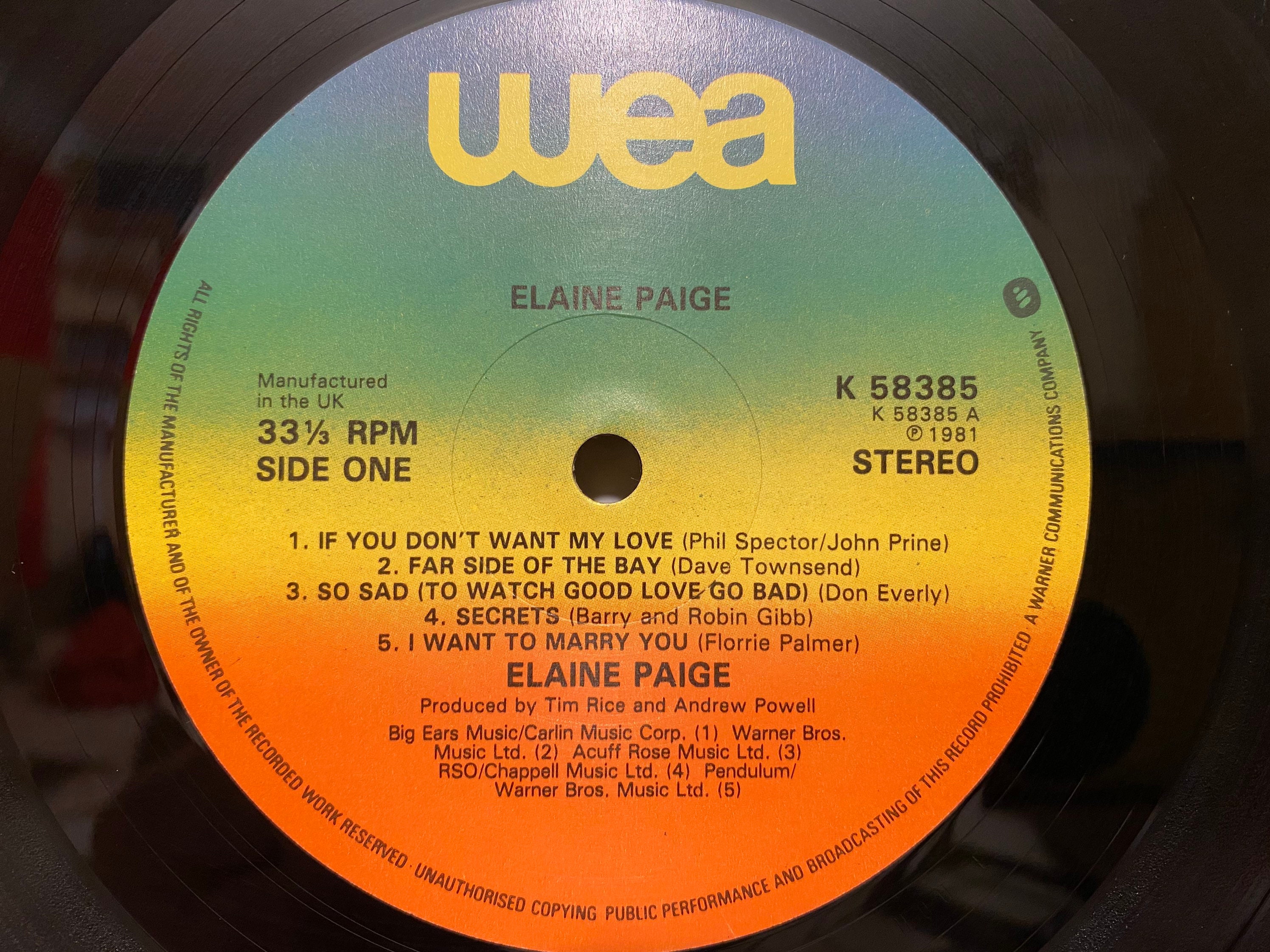 Elaine Paige Album Genre Pop Vinyl LP 12 Record Vintage Music - Etsy UK