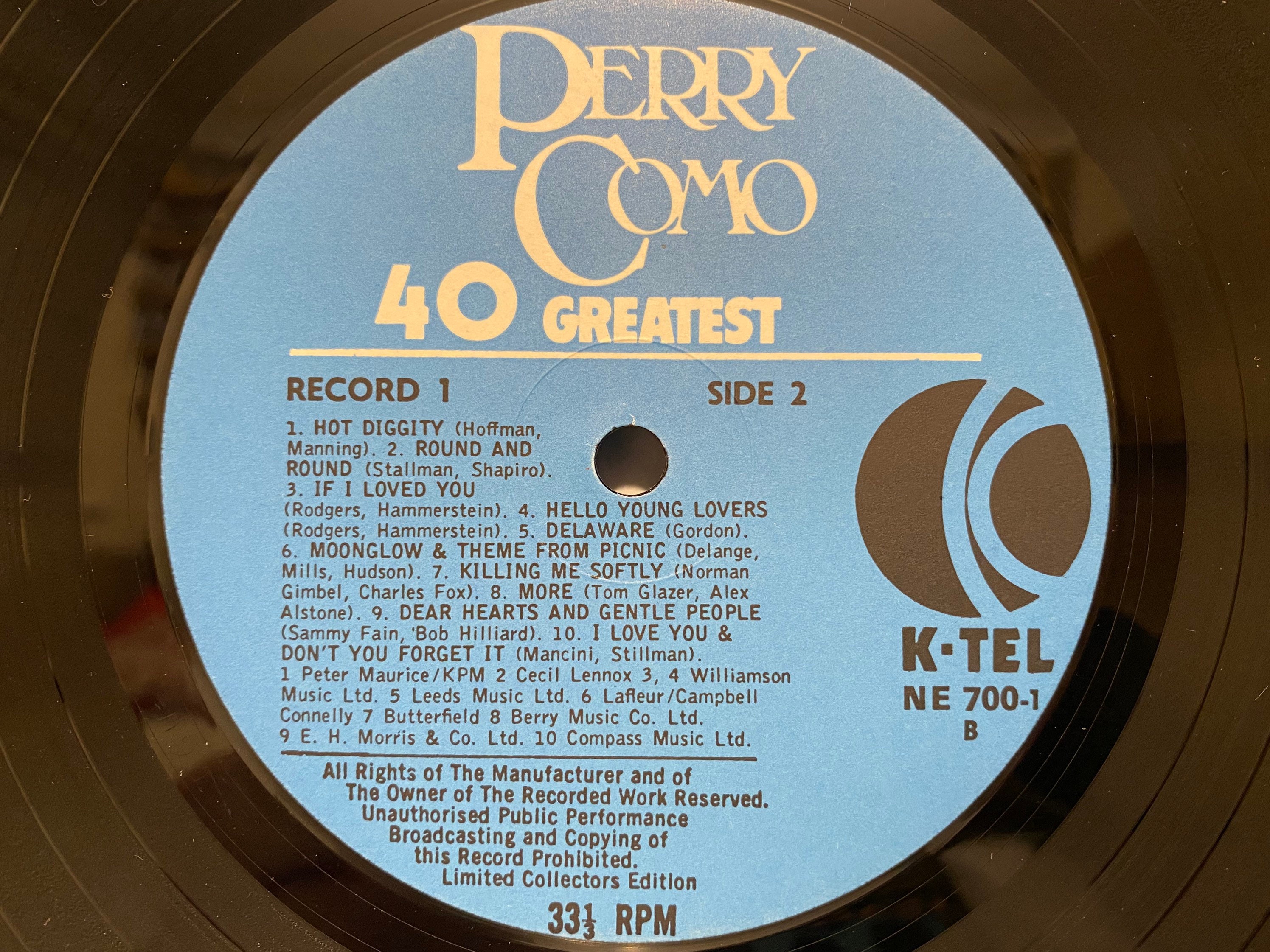 Perry Como Album Vinyl 12 LP Record Collection Album 40 - Etsy