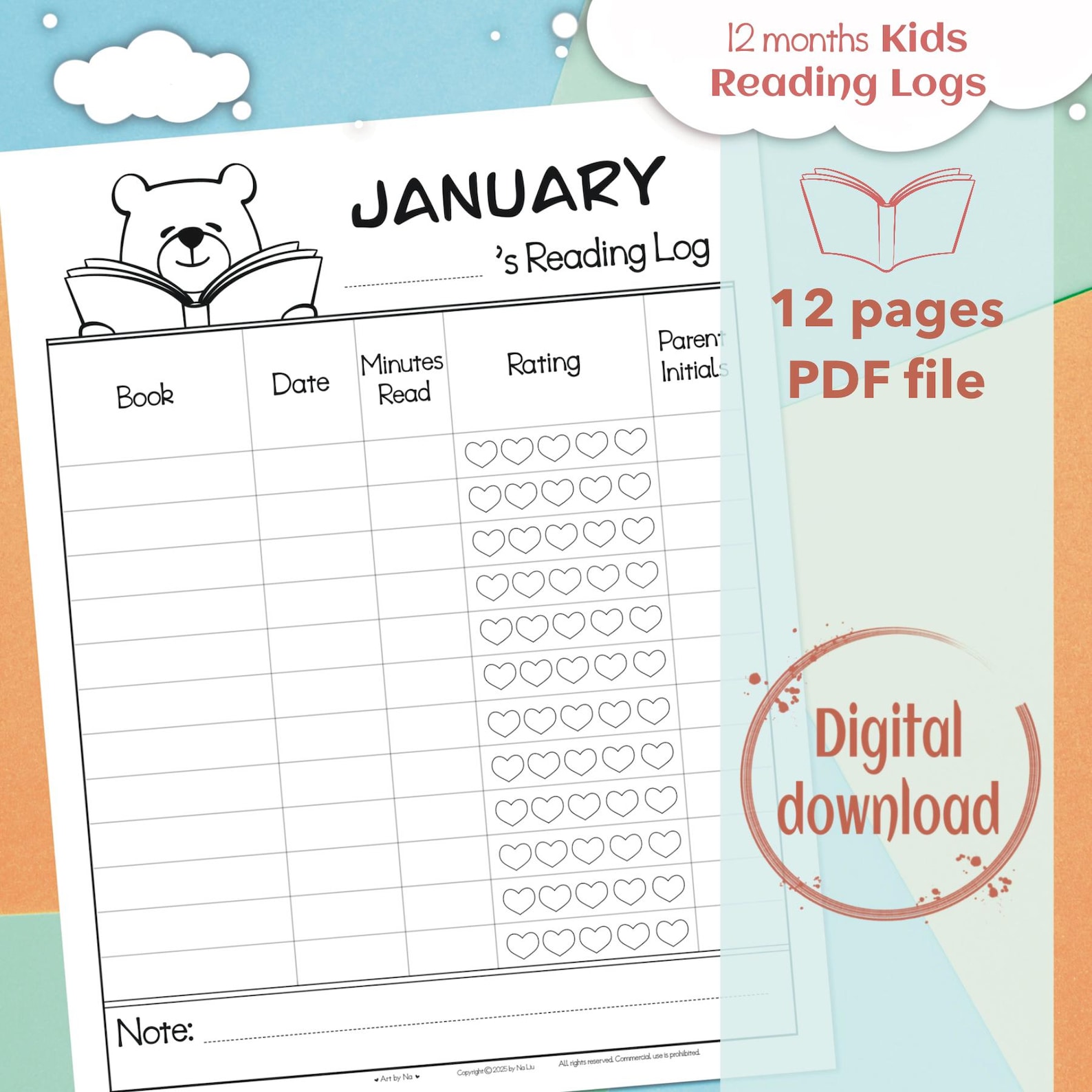 Kids Reading Log, School Printable Template, - Etsy