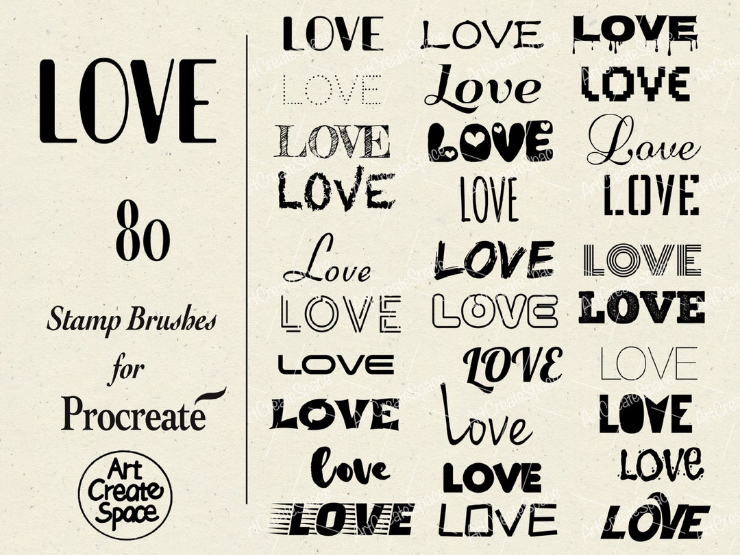 Procreate Brushes, Digital Stamps, Love Stamp Brushes for Procreate ...