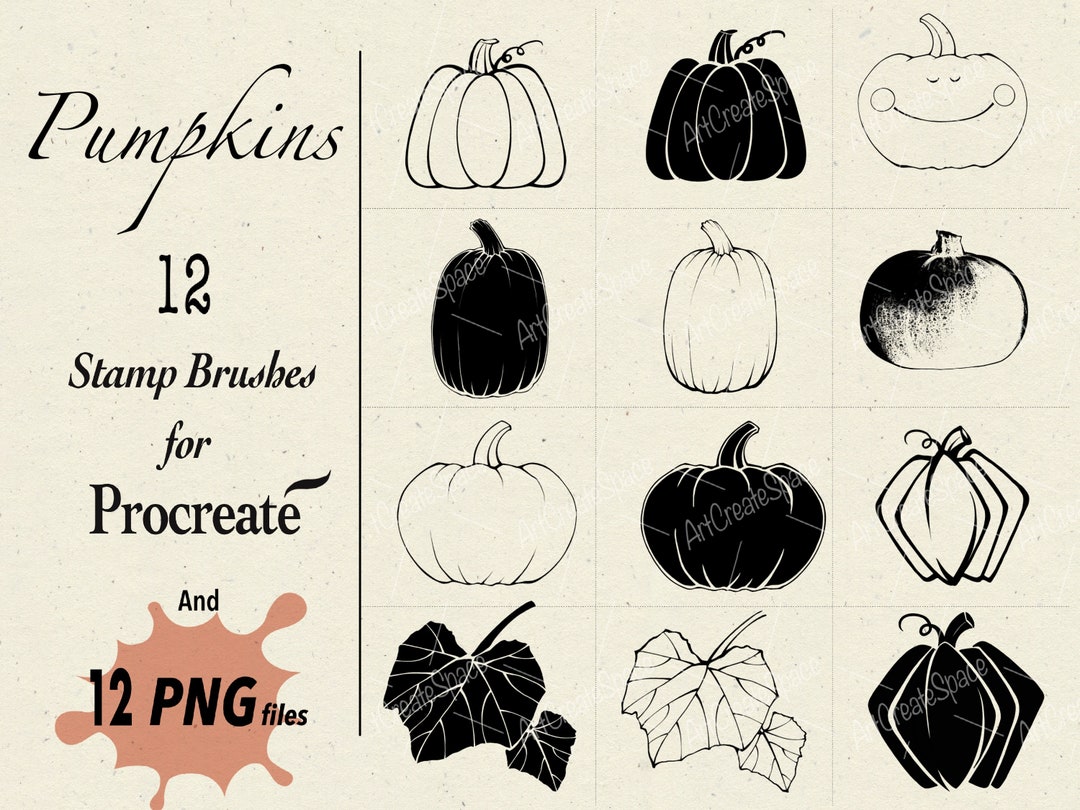 Pumpkin Procreate, Fall Clipart, Pumpkin Stamp Brushes, Halloween ...
