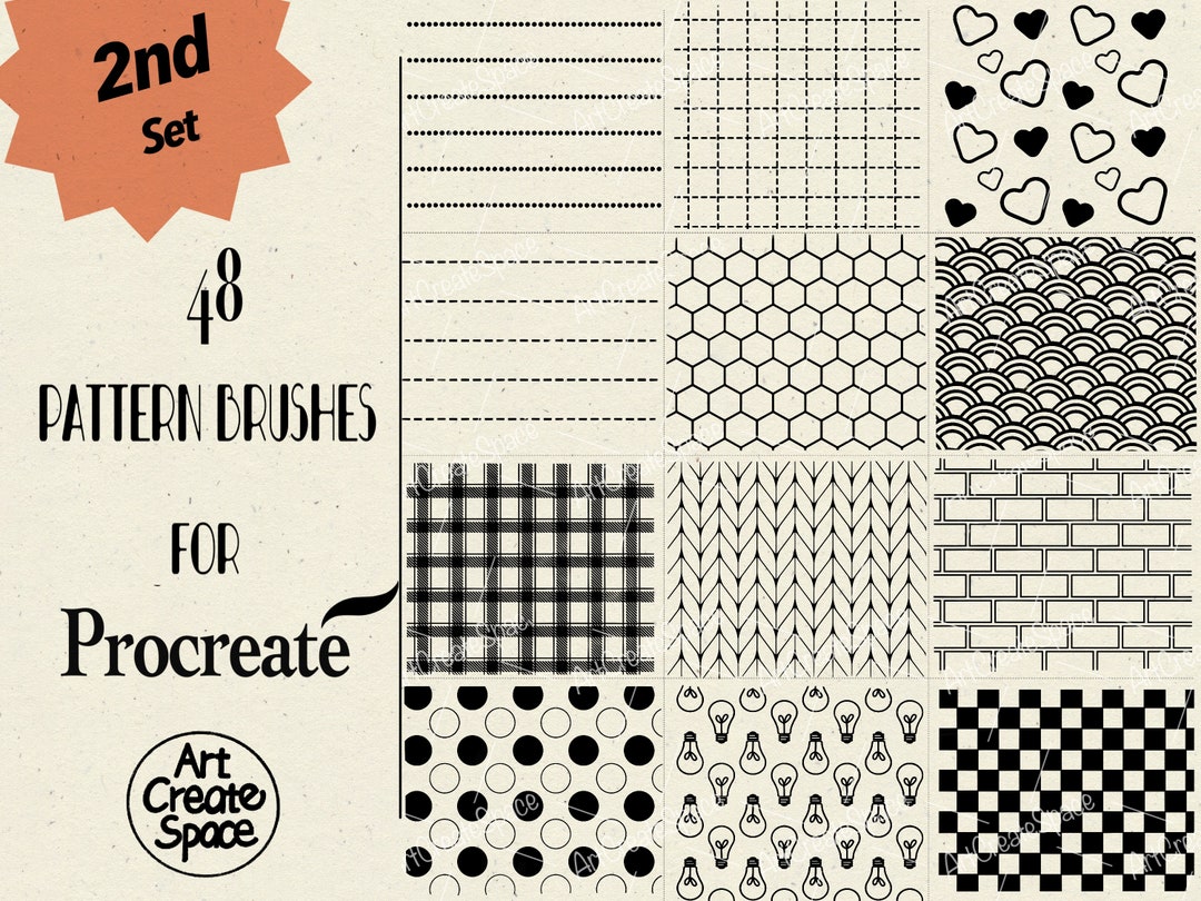 Pattern Brushes Procreate, Background Brushes, Texture Brushes, Digital ...