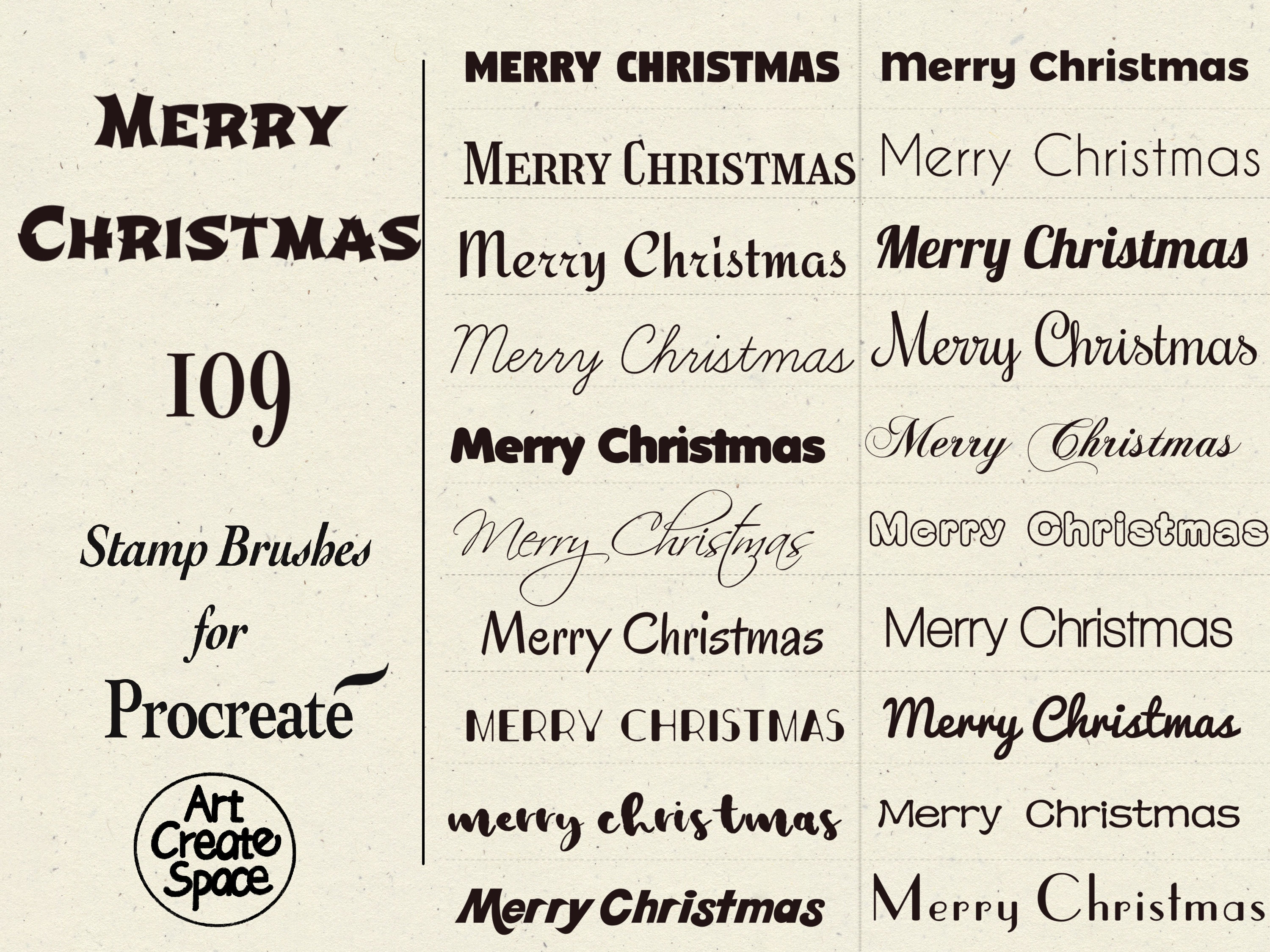 Merry Christmas Fonts, Procreate Brushes, Procreate Fonts, Christmas ...