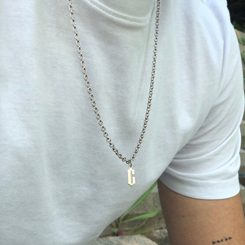 Men Initial Necklace - Etsy