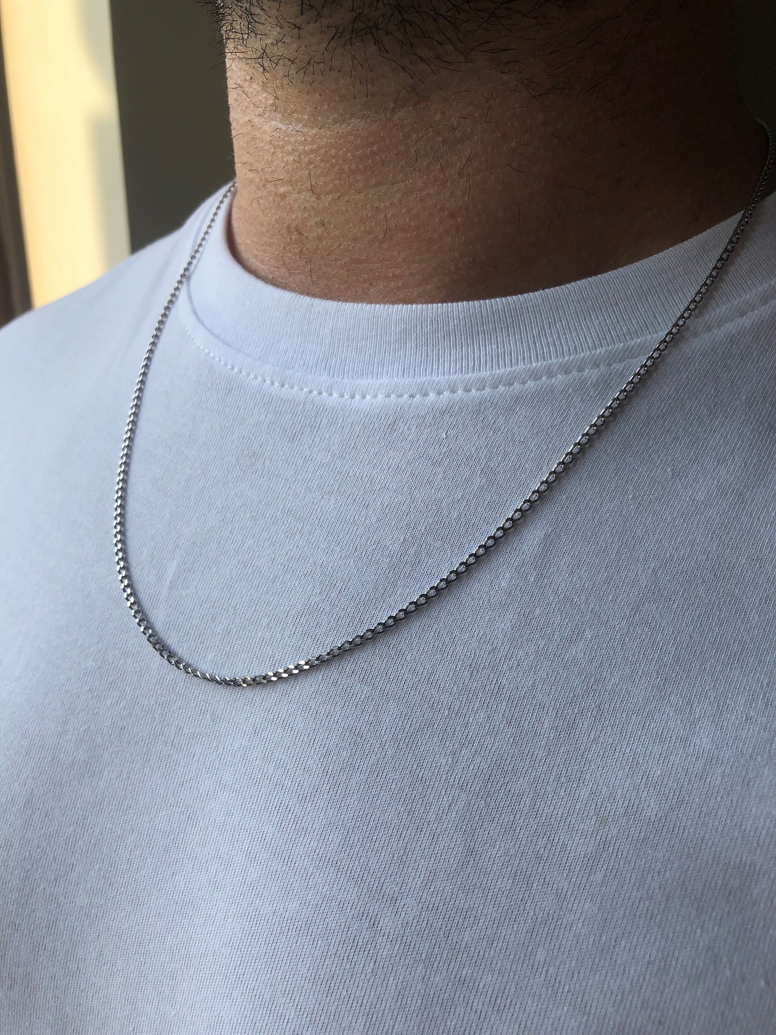 Sterling Silver Curb Chain, Man Necklace Silver, Boyfriend Gifts ...