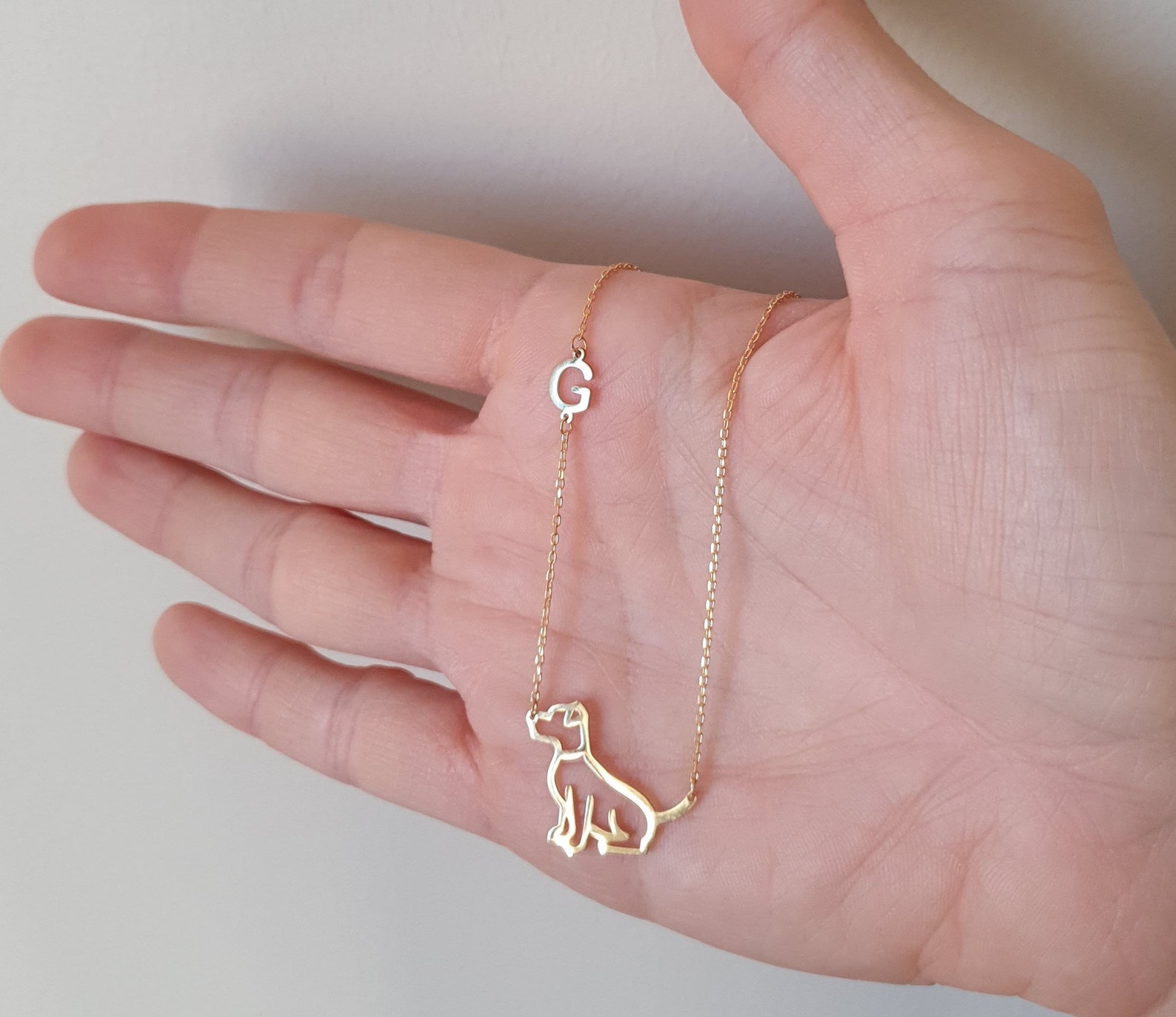 Sterling Silver Dog Necklace With Initial: Personalized Pet Memorial ...