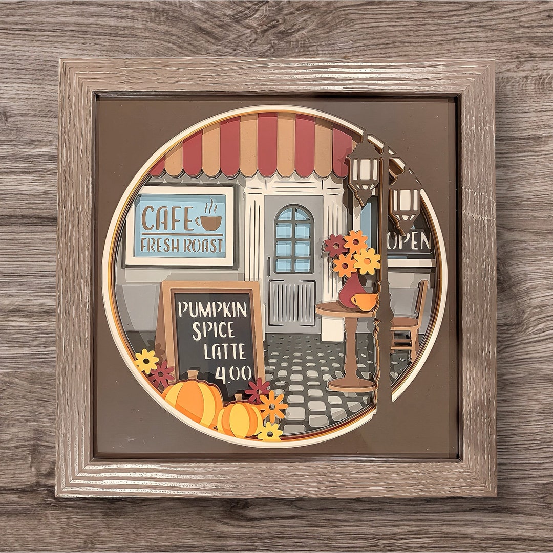 3D Fall Café Scene - Etsy