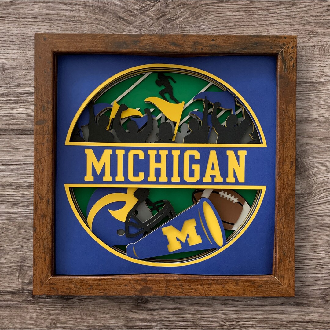 9"x9" Custom University of Michigan Football Shadowbox - Etsy