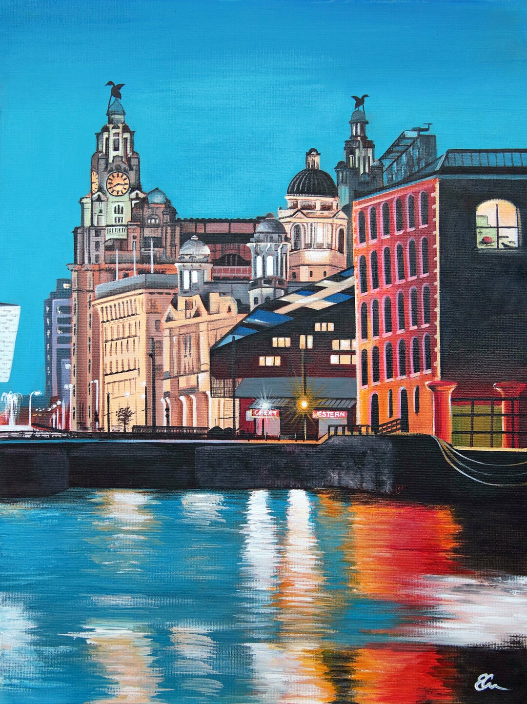 A4 Liverpool Print From Original Hand Painted Landscape - Etsy