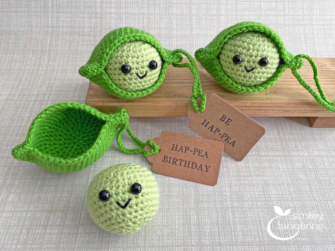 Handmade Crochet Pea in a Pod Positive Pea Hap-pea - Etsy UK