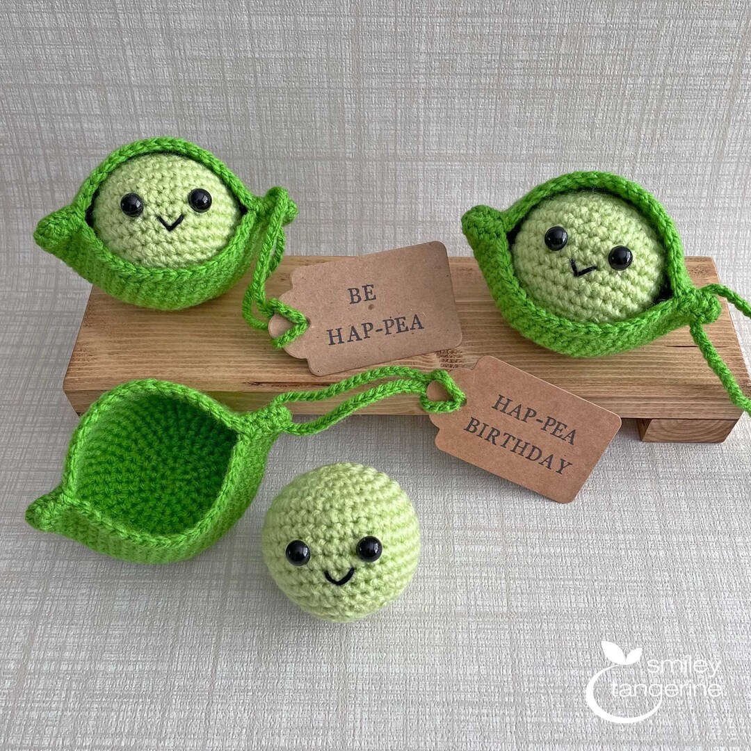 Handmade Crochet Pea in a Pod Positive Pea Hap-pea Birthday Gift - Etsy