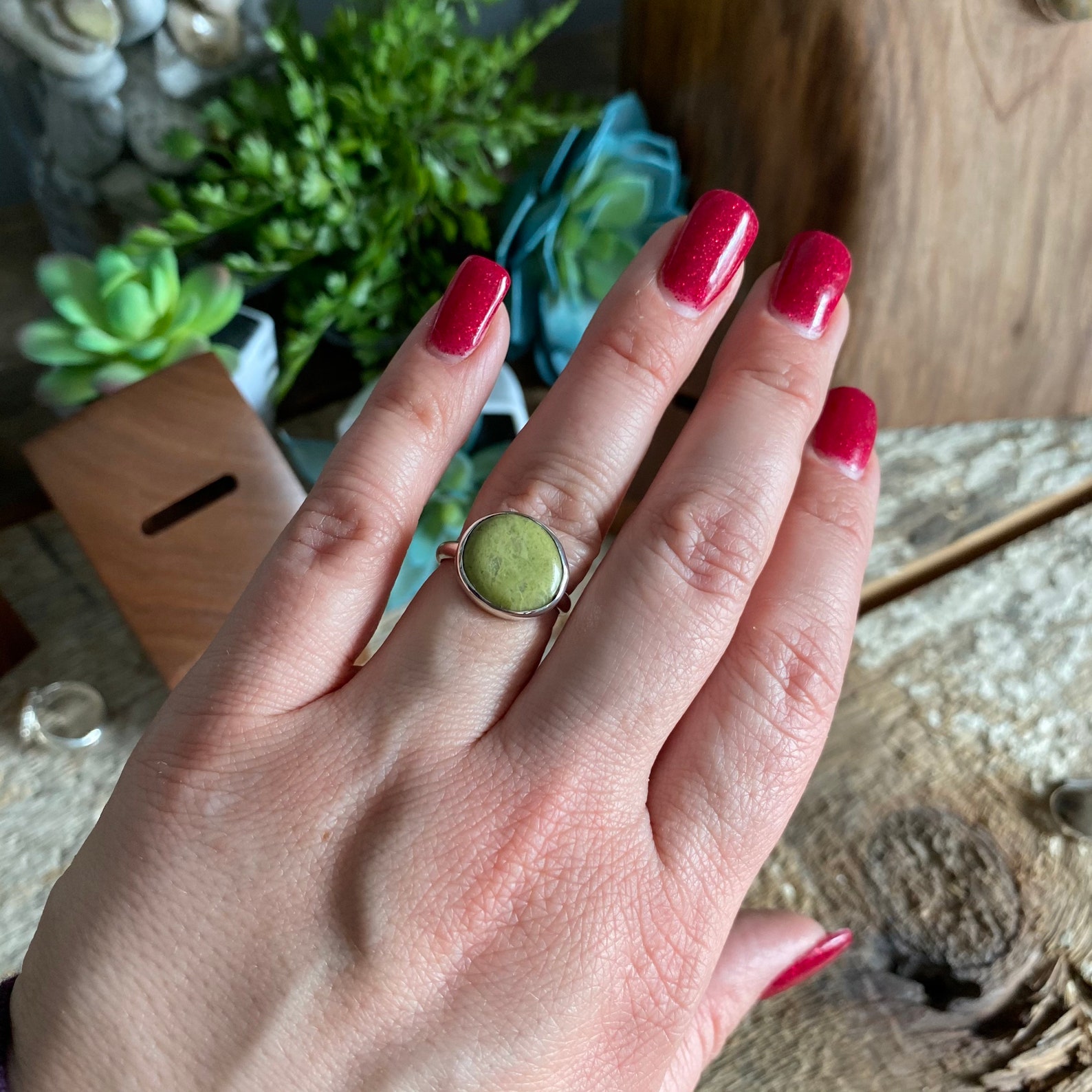 Sterling Silver Unakite Epidote Statement Ring - Etsy